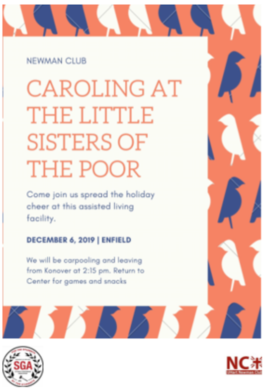 Carol with the Newman Club on Dec. 6 | University of Hartford