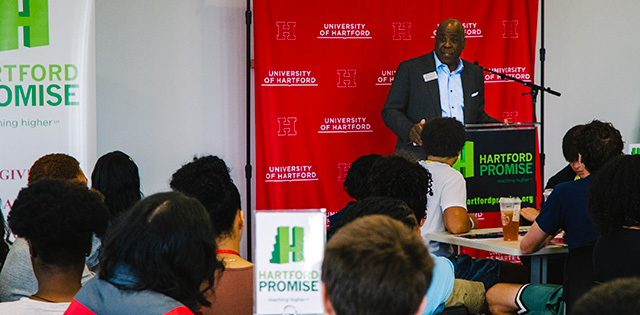 President Ward Addresses Hartford Promise Scholars - University of Hartford
