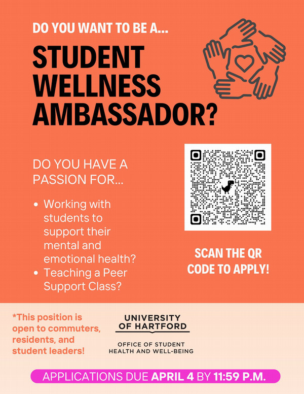 Call for Student Wellness Ambassador Applications - University of Hartford