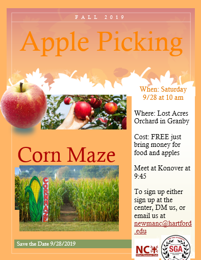 Apple Picking with the Newman Club on Sept. 28 | University of Hartford