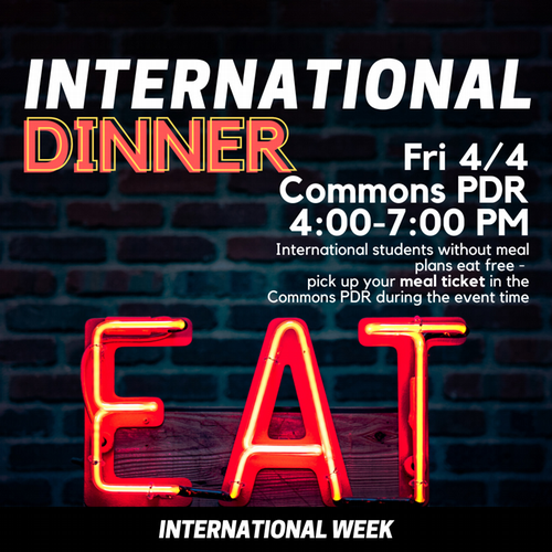 International Menu and Dinner at the Commons - University of Hartford