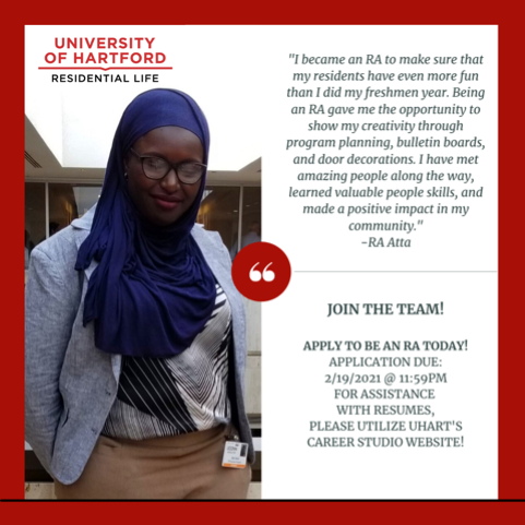 RA Recruitment | University of Hartford